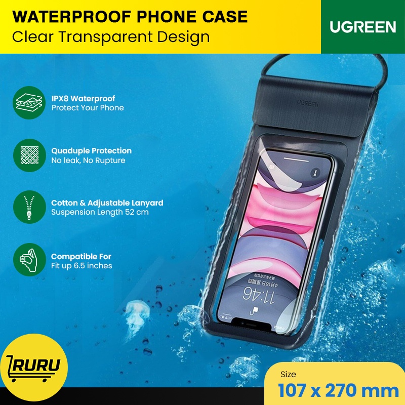 Jual UGREEN Waterproof Phone Pouch Case Pelindung HP Anti Air Clear ...