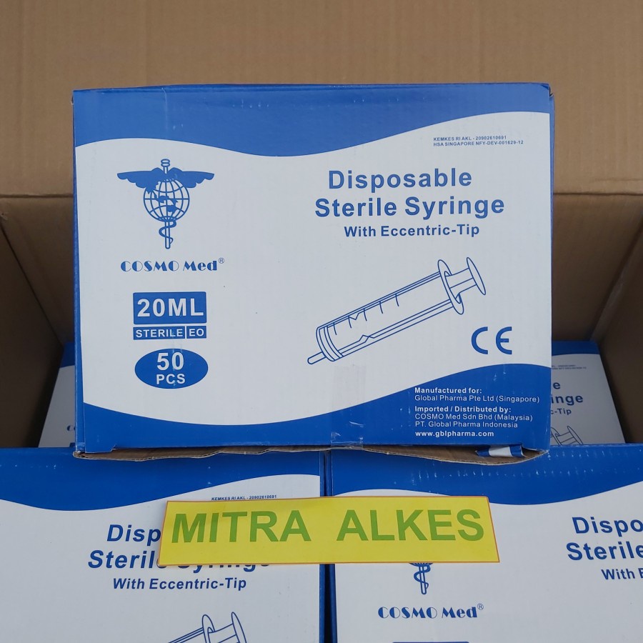 Jual Syringe 20cc Cosmo Med. Disposable Sterile Siringe 20ml. Syringe ...