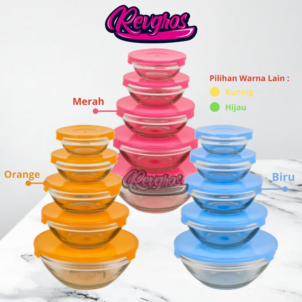 Jual HC GLASSWARE / GLASS BOWL SET / MANGKOK KACA SET ISI 5 / GLASS ...