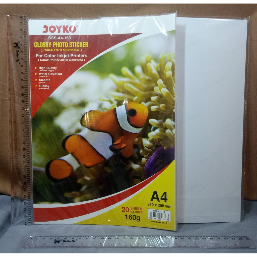 Jual Kertas Foto Glossy Photo Paper Sticker Stiker Joyko A4 160gr 5 ...