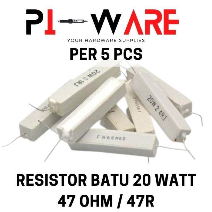 Jual Resistor 5 Pcs Power 20W 20 Watt Nilai 47R 47 ohm 47ohm Restan Batu | Shopee Indonesia