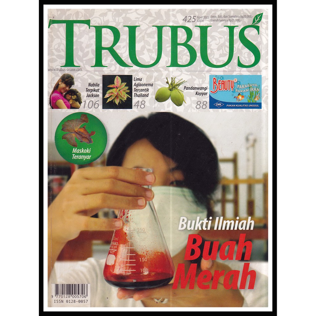 Jual MAJALAH TRUBUS NO. 425, APRIL 2005 - BUKTI ILMIAH BUAH MERAH ...