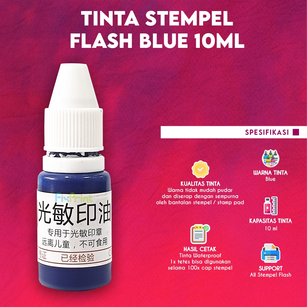 Jual Tinta Stempel Flash Blue 10ml, Refill Stamp Ink Waterproof Biru 10 ...