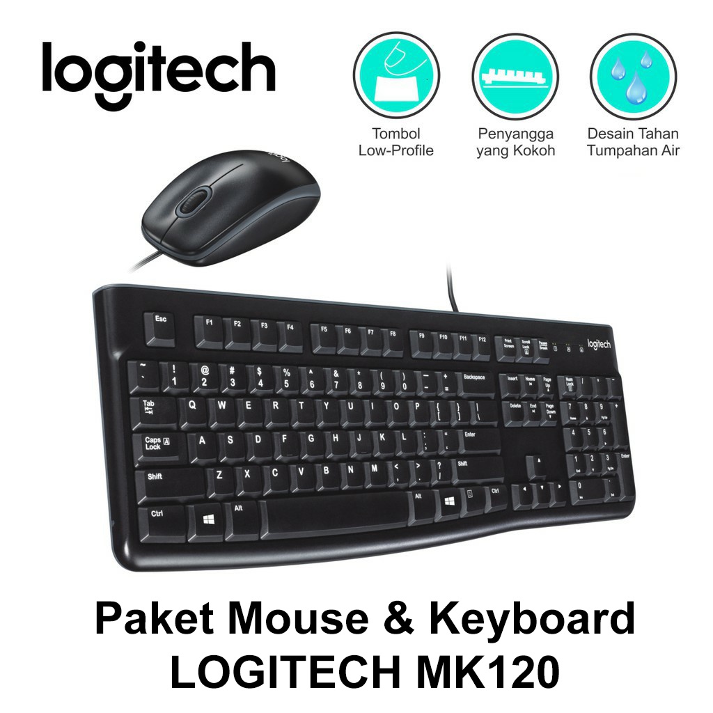 Jual KEYBOARD + MOUSE LOGITECH MK 120 USB COMBO | Shopee Indonesia