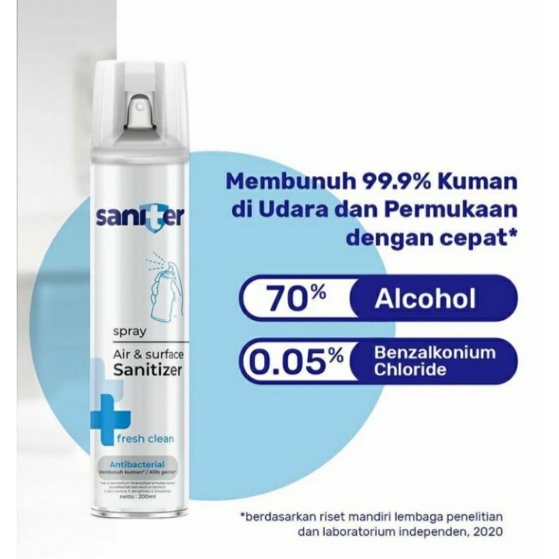 Jual Saniter Air & Surface Sanitizer Aerosol Disinfektan Spray 200 ml ...