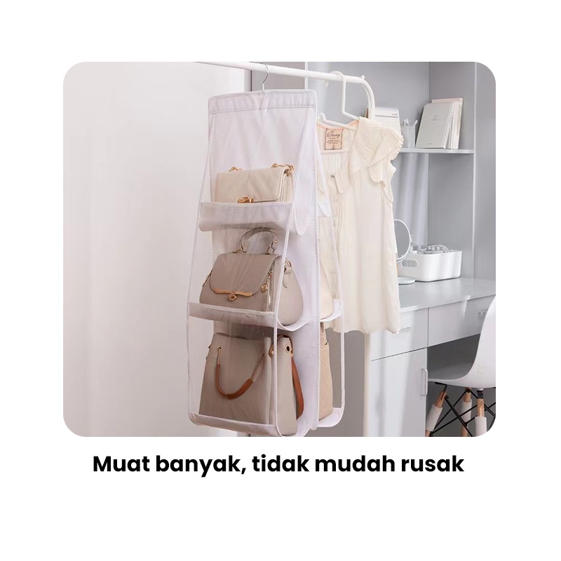 Jual Bassy Rak Tas Gantung 6 & 8 Sekat Kotak Tempat Penyimpanan Tas ...