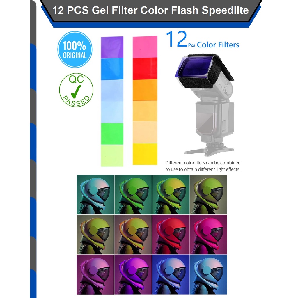 Jual 12 PCS GEL FILTER Warna Color Flash Speedlite Strobist Kamera ...