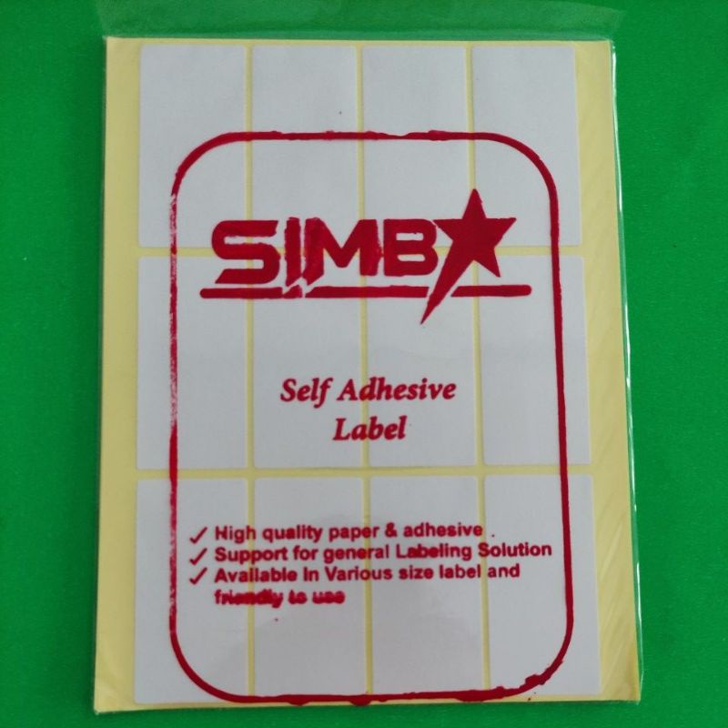 Jual Self Adhesive Label 103 Simba Lite per pak isi 7 Lembar | Shopee ...