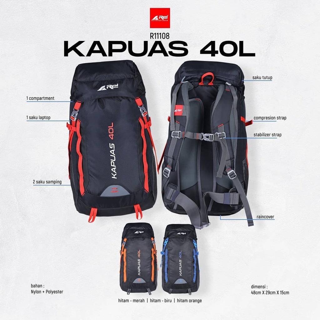 Jual ARei Ransel Semi Carrier Pria 40 Liter KAPUAS - Tas Mendaki Rei Gunung Semi Carrier KAPUAS ...