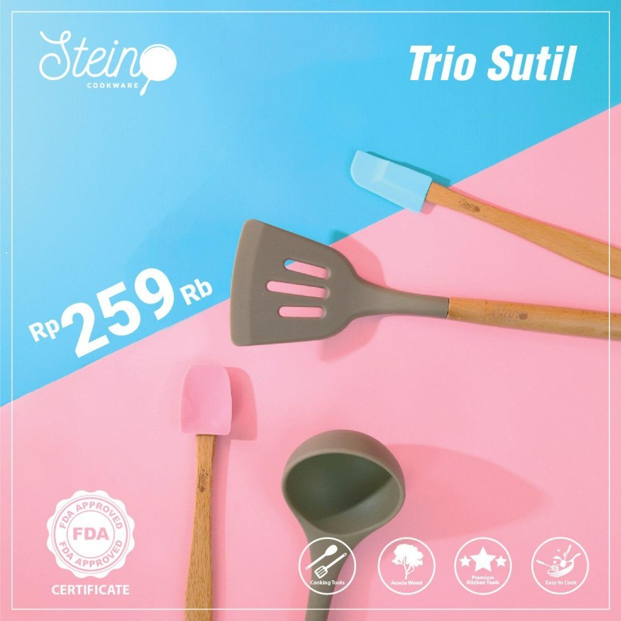 Jual Stein Steincookware Trio Sutil Spatula 3in1 Tahan Panas | Shopee ...