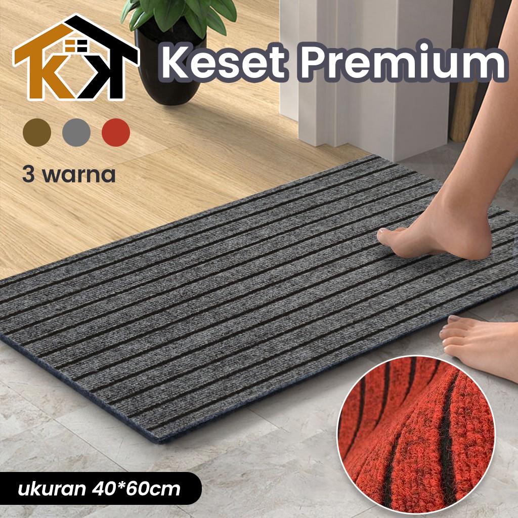 Jual (KK) Keset Lantai Karet PVC Premium AntiSlip Motif Garis UK 40X60CM / 3WARNA | Shopee Indonesia