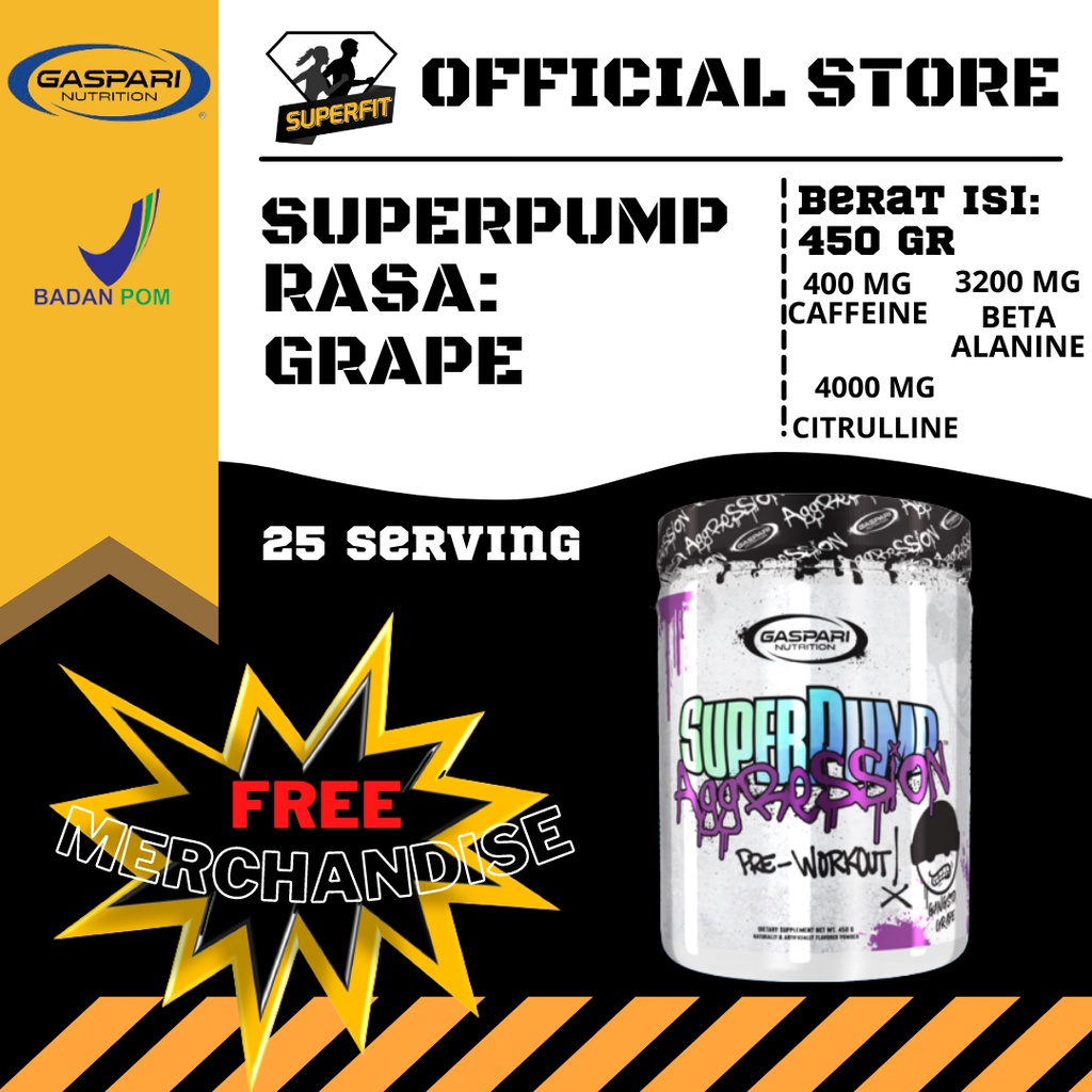 Jual Gaspari Superpump Aggresion Pre Workout 450gr 25 Serving Gaspari Nutrition Super Pump PWO ...