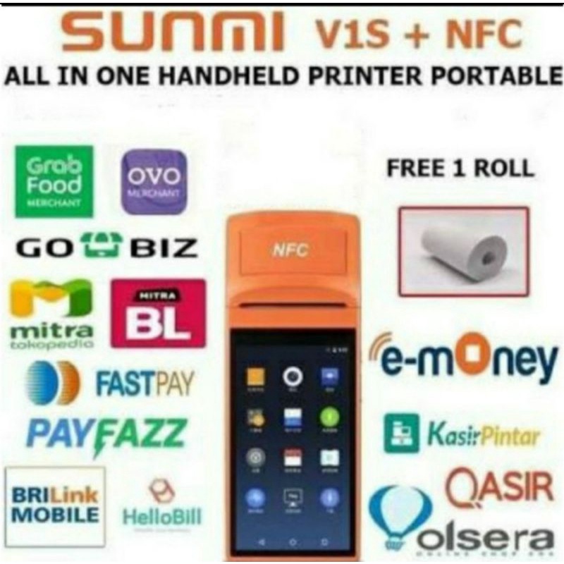 Jual SUNMI V1S NFC PRINTER POS THERMAL ANDROID WIFI SCANNER BARCODE ...