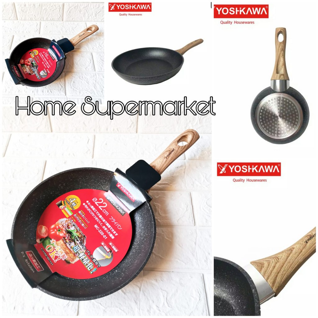Jual Frying Pan Marble Anti Lengket Wok Pan Fry Pan Keramik Gagang Kayu Anti Slip Induksi Gas ...