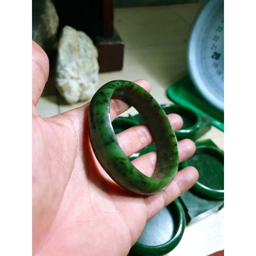 Jual NATURAL BATU ALAM GELANG BULAT MELINGKAR BATU GIOK NEPHRITE JADE ...