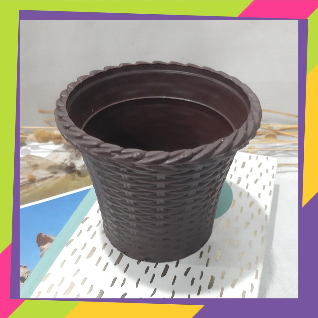 Jual 715PBAD1 - Pot bunga plastik warna - Motif anyaman | Shopee Indonesia