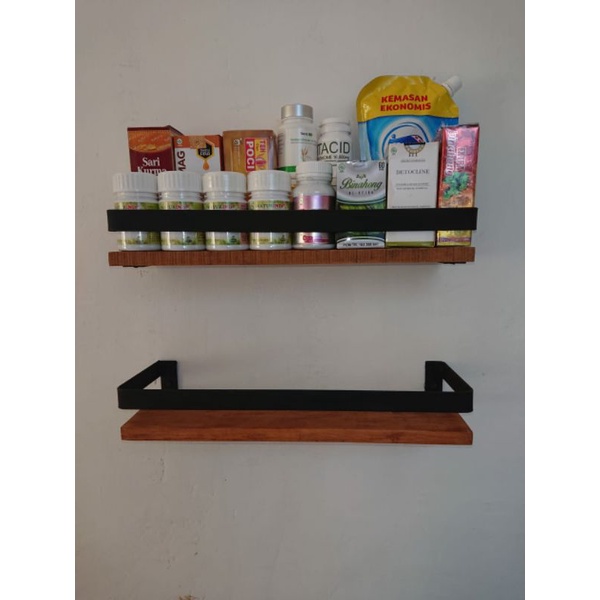 Jual rak bumbu tempel dinding/rak dapur.rak serbaguna1SET(40cm x 12cm ...
