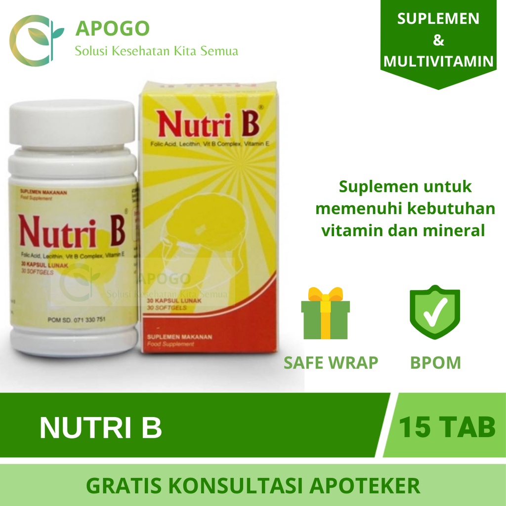 Jual NUTRI B SUPLEMEN MULTIVITAMIN 1 TUBE ISI 15 TABLET | Shopee Indonesia