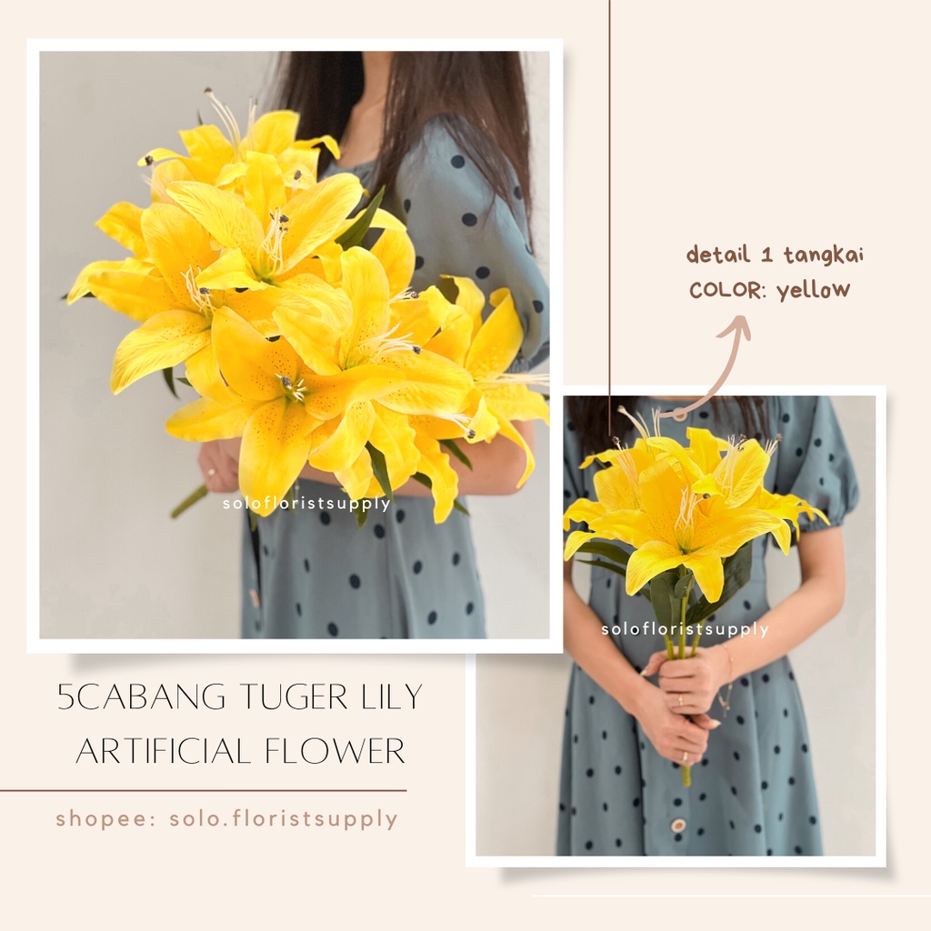Jual 5 CABANG TIGER LILY Latex 5 Kuntum 2Biji Putik Daun Latex Bunga ...