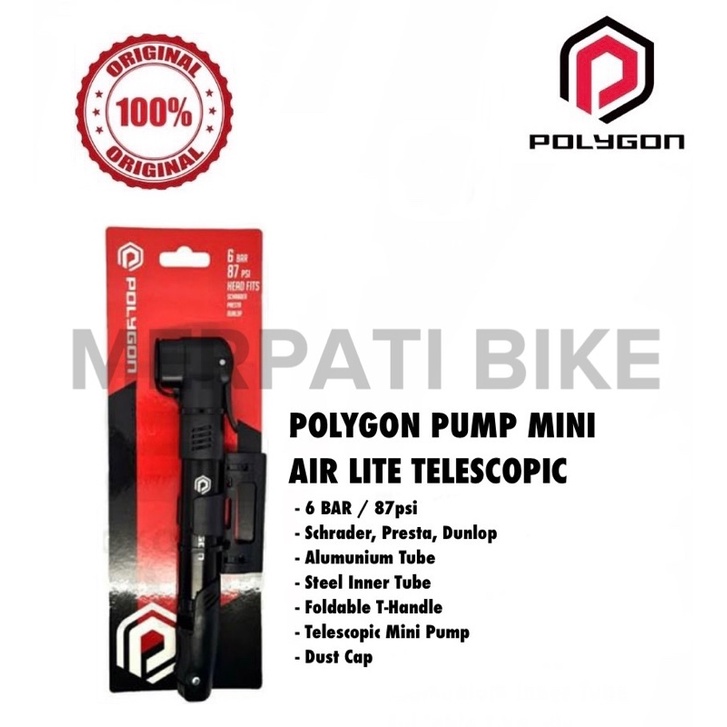 Jual Pompa Tangan Sepeda Polygon Mini Air Lite Pompa Portable | Shopee ...