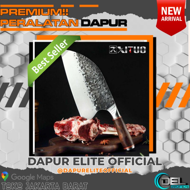 Jual Golok Cincang Daging Tulang Pisau Dapur Chef Damascus Pattern 8 ...