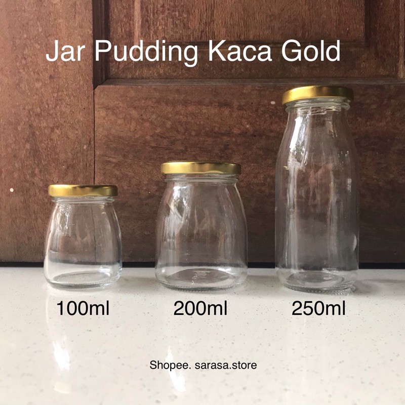Jual Jar toples wadah kaca pudding kue gold 100 200 250 ml kemasan ...