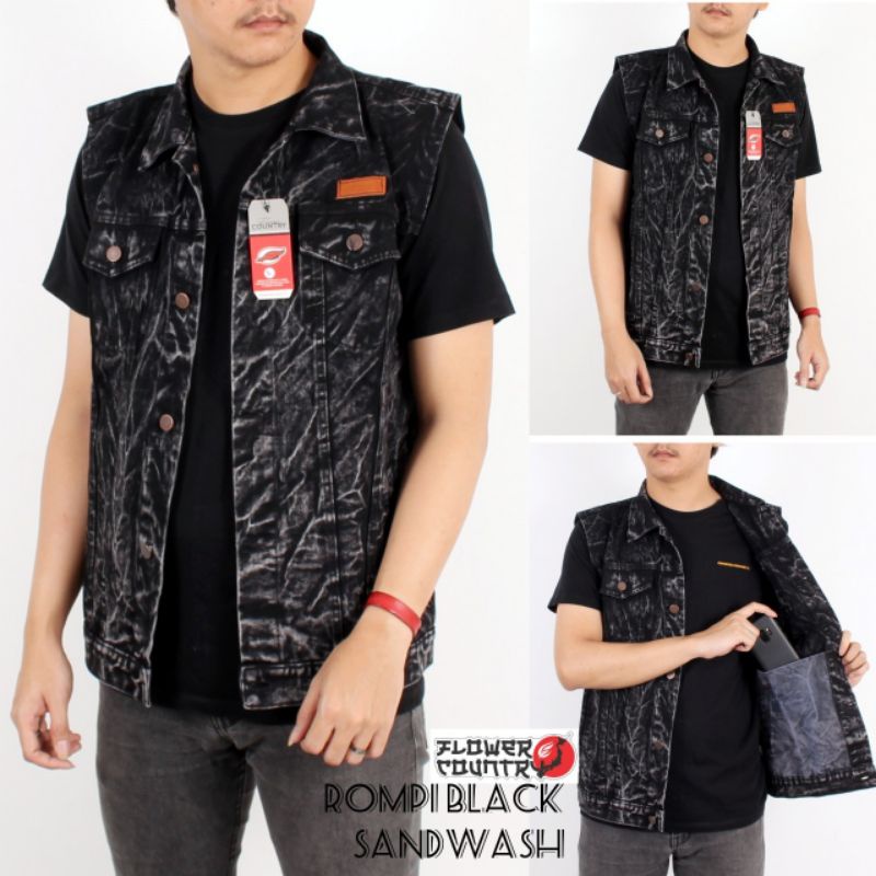 Jual TANS - Rompi Jeans Pria Sandwash Lekmong / Jaket Rompi Kerah Denim ...