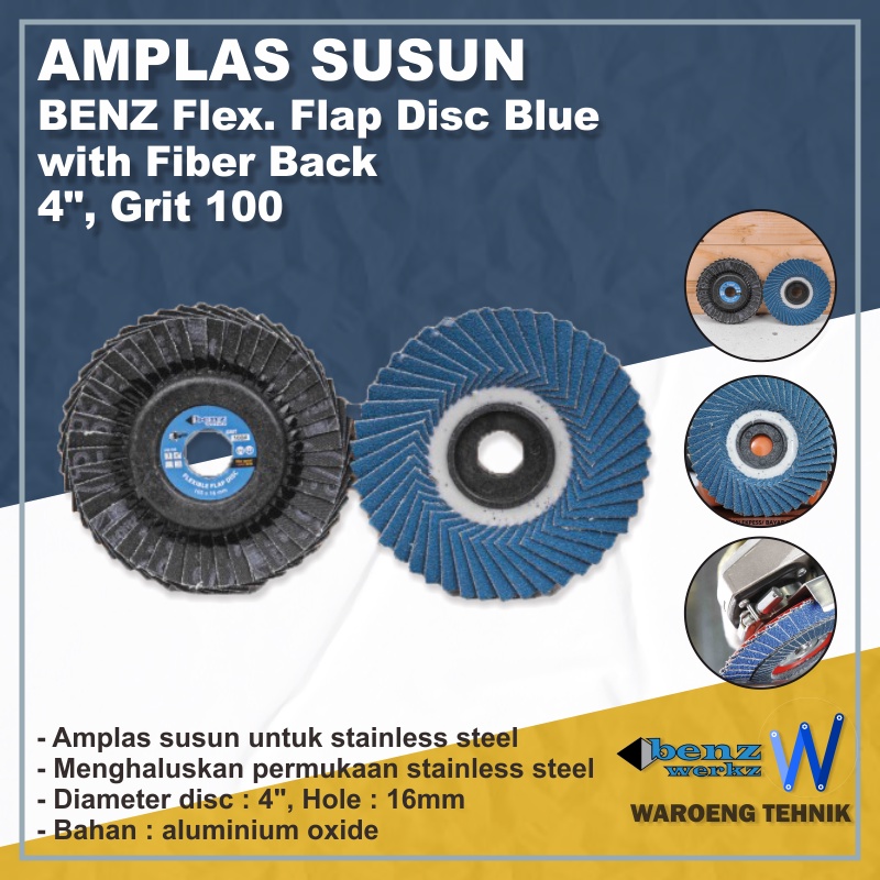 Jual Amplas Susun Biru 4" A100 BENZ Flex Flap Disc Blue Colour With ...