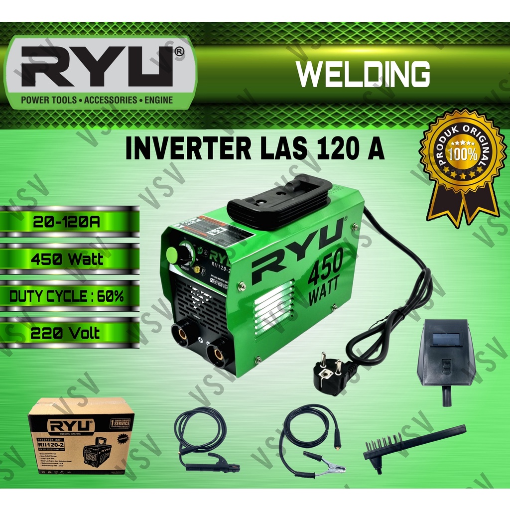 Jual Mesin Las RYU Inverter MMA 120 IGBT 450 watt / Mesin las / Mesin trafo las / welding ...