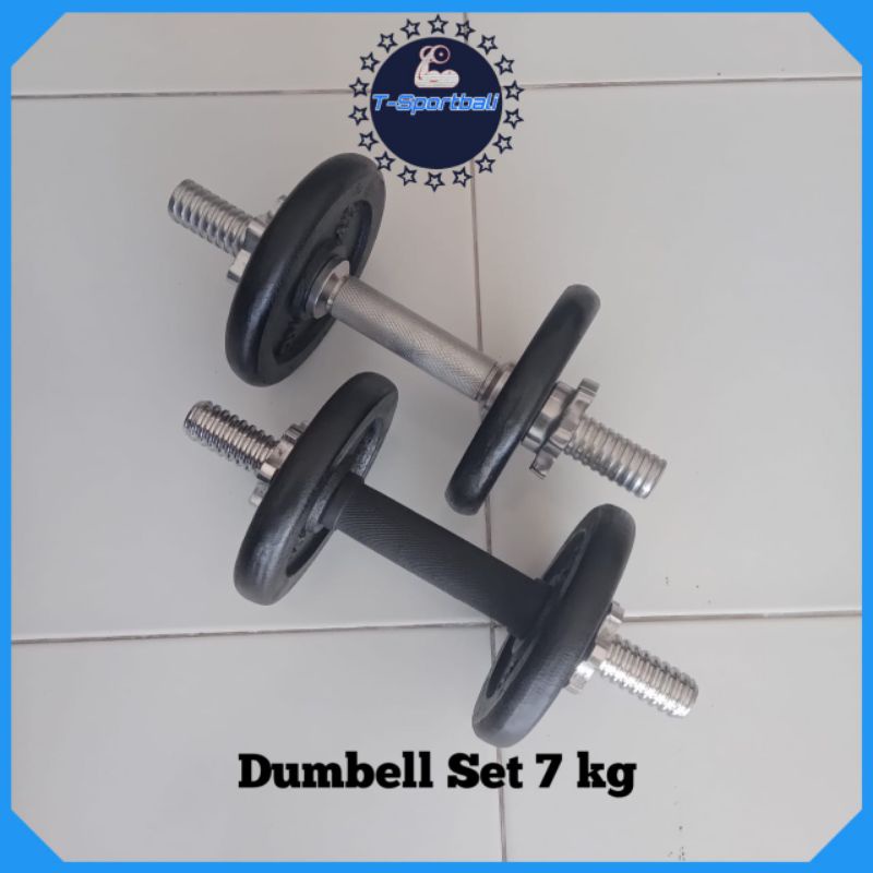 Jual Barbel Besi Set 7kg Dumbel Set 7kg | Shopee Indonesia
