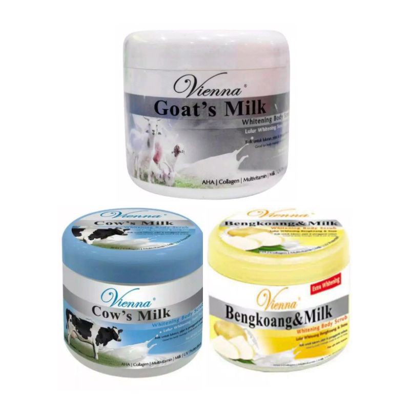 Jual VIENNA BODY SCRUB GOATS MILK/ COWS MILK/ BENGKOANG MILK/ 250GR ...
