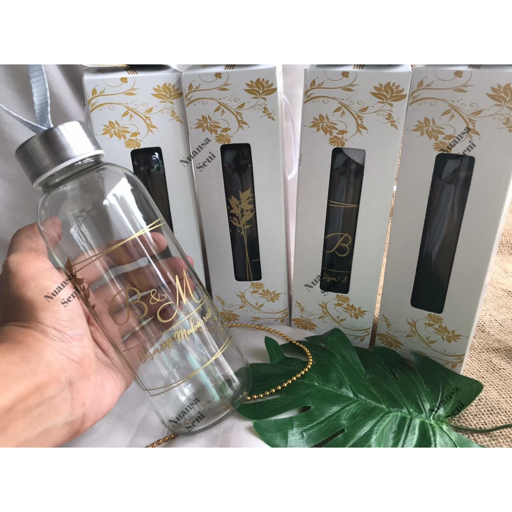 Jual Souvenir Pernikahan Botol Kaca Minum Tumbler Infused Water Botol ...