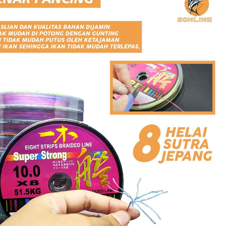Jual SONLINE Tali Pancing 100M Yimu Premium PE Fishing Line X8 Strength 3.10kg-18.6kg Senar ...