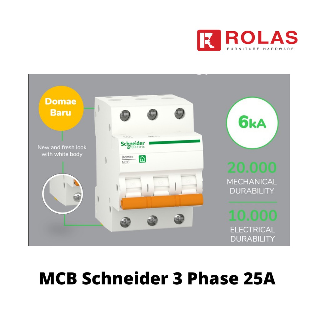 Jual MCB SCHNEIDER 3 PHASE 25A TYPE DOMAE 6000kA | Shopee Indonesia