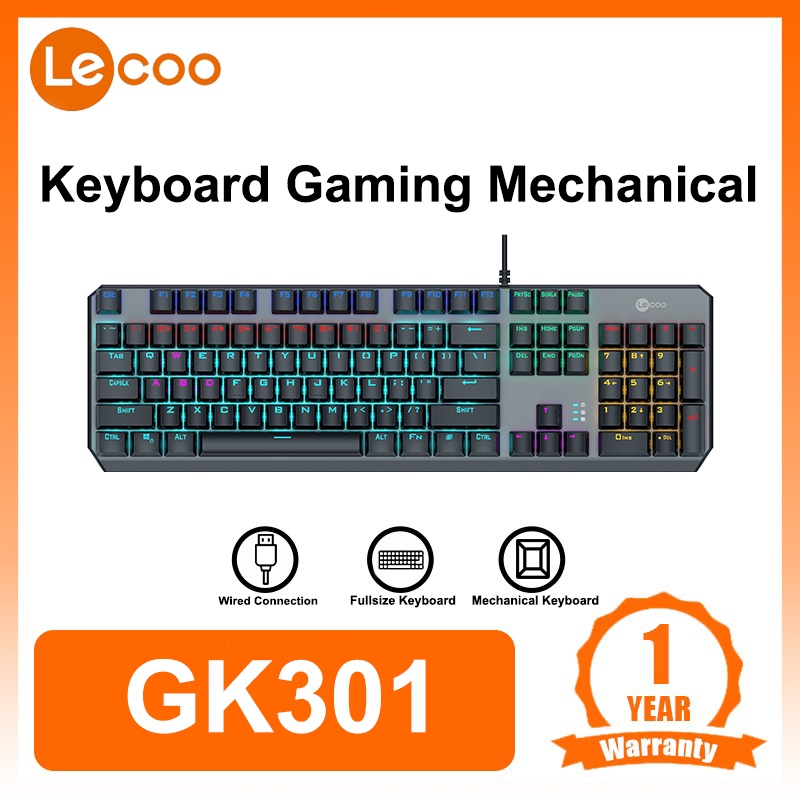 Jual Lecoo Keyboard Gaming Mechanical GK301 Grey - NEW LED RGB ...
