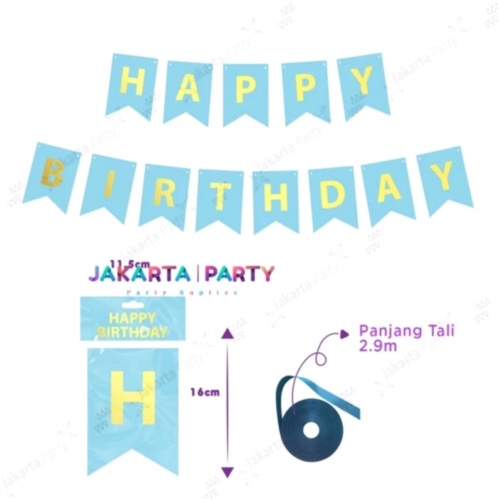 Jual Banner HBD Motif / Bunting Flag Happy Birthday Motif / Banner Flag ...