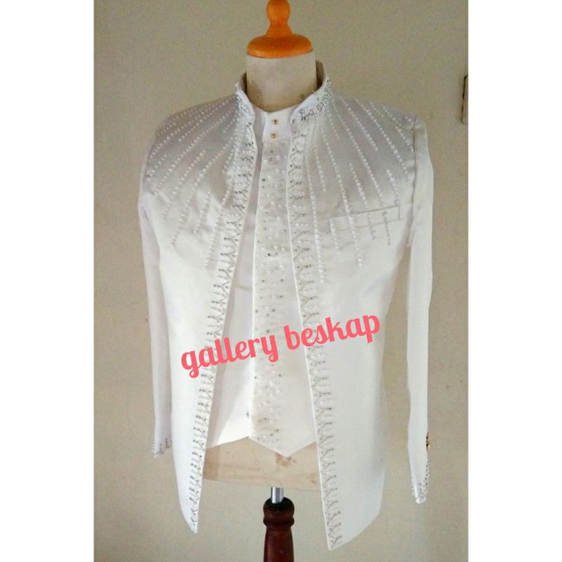 Jual READY Basofi pengantin akad model garis/ jas pengantin akad ...