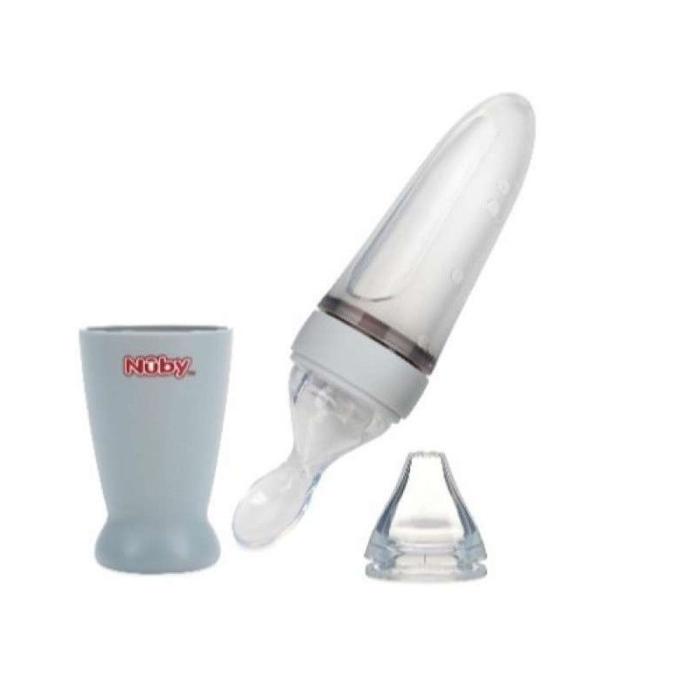 Jual NUBY 2in1 Squeeze Feeder Botol Sendok Silicone - Grey | Shopee Indonesia