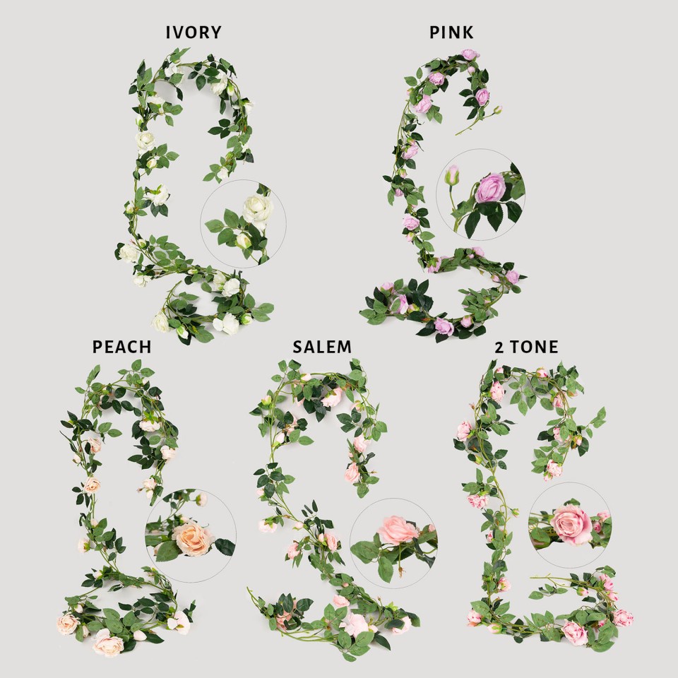 Jual Bunga Hias Daun Imitasi Rambat Large Rose Vine Single Colour ...