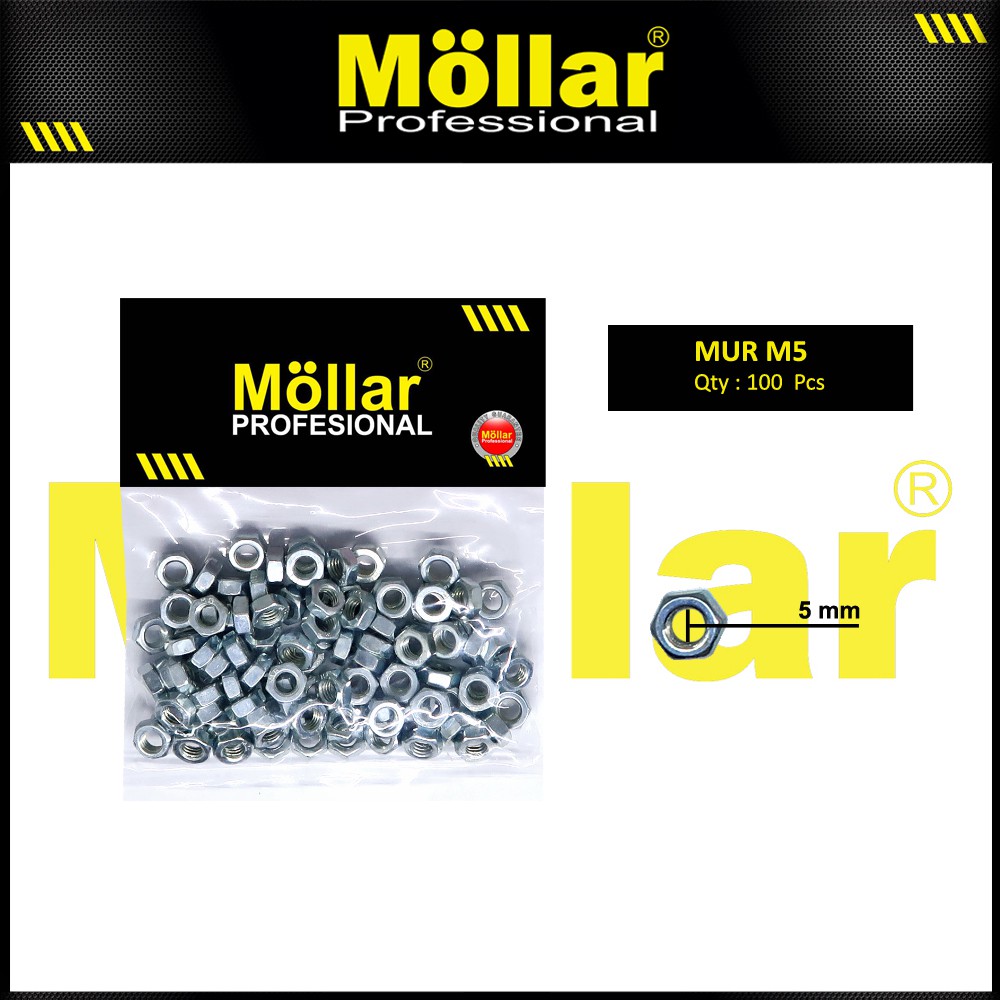 Jual MOLLAR 93-065 Mur M5 Hex Nut Besi Hexagonal Baut JP M 5 - 100 pcs ...