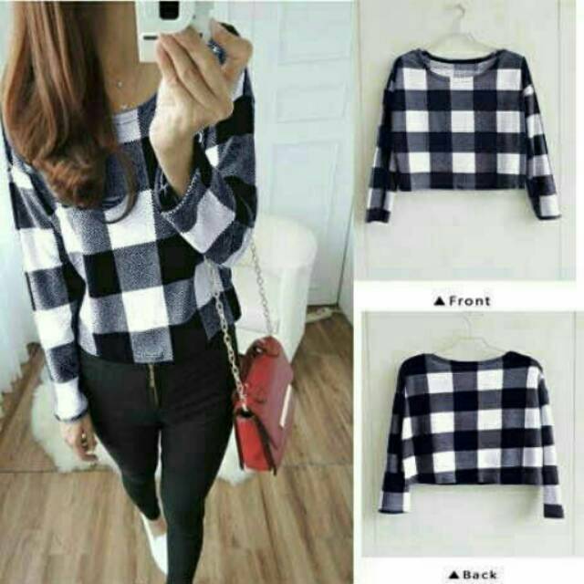 Jual BAJU WANITA BLOCK CROP | Shopee Indonesia
