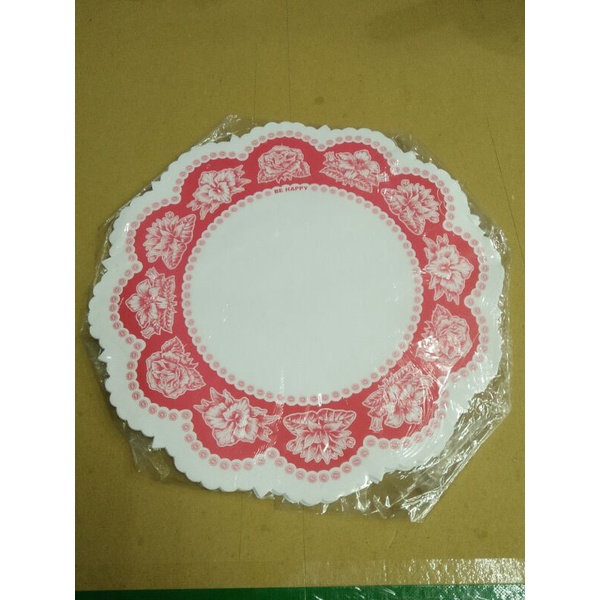 Jual Kertas Bundar Alas Kue Gambar Bunga Merah | Shopee Indonesia