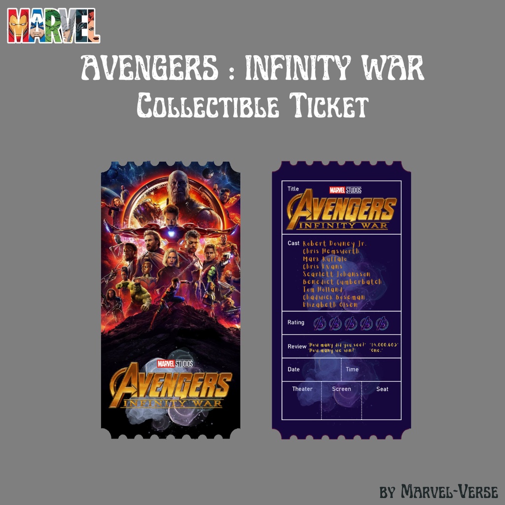 Jual Collectible Ticket Avengers Infinity War - Fanmade | Shopee Indonesia