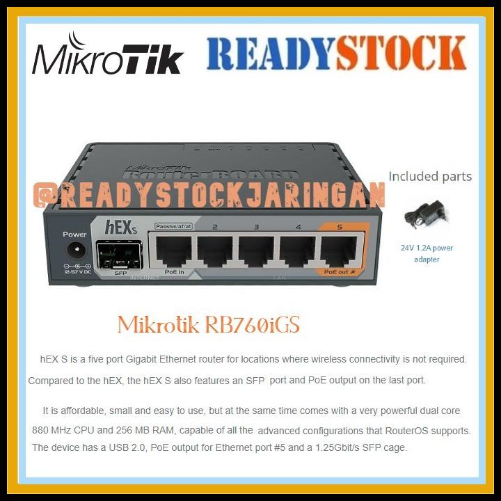 Jual Mikrotik Rb760Igs Gigabit Ethernet 10/100/1000 + 1 Sfp (Hex S ...