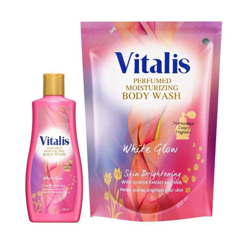 Jual PAKET HEMAT VITALIS WHITE GLOW KEMASAN 450ML+BOTOL 200ML | Shopee ...