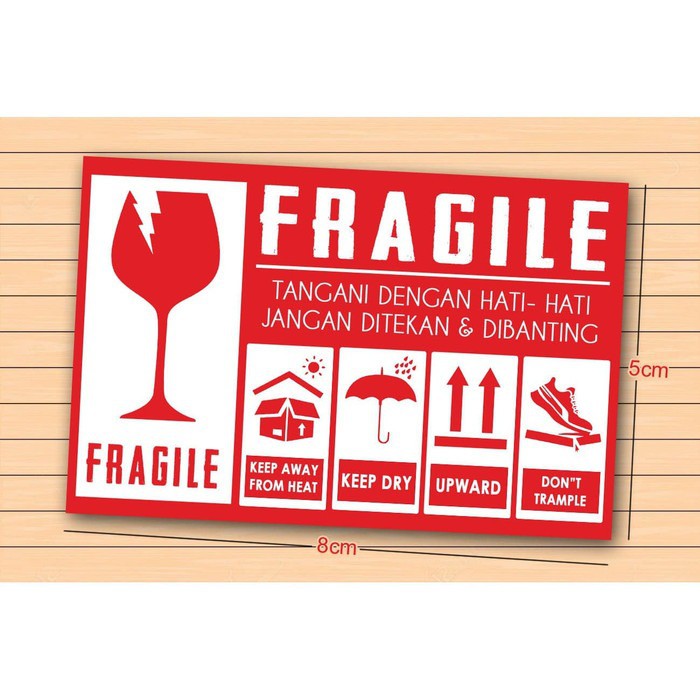 Jual STIKER FRAGILE uk.5x8cm / Label FRAGILE | Shopee Indonesia