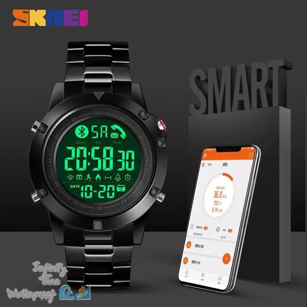 Jual Jam Tangan Smartwatch Skmei 1500 Cowok Digital Rantai Stainless ...