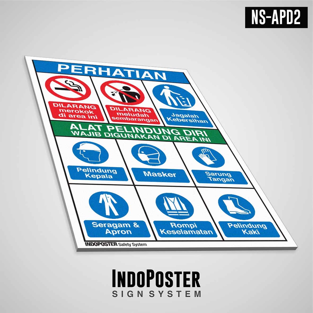 Jual Safety Sign Rambu K3 PVC Perhatian Alat Pelindung Diri Wajib Digunakan Di Area Ini Dilarang ...