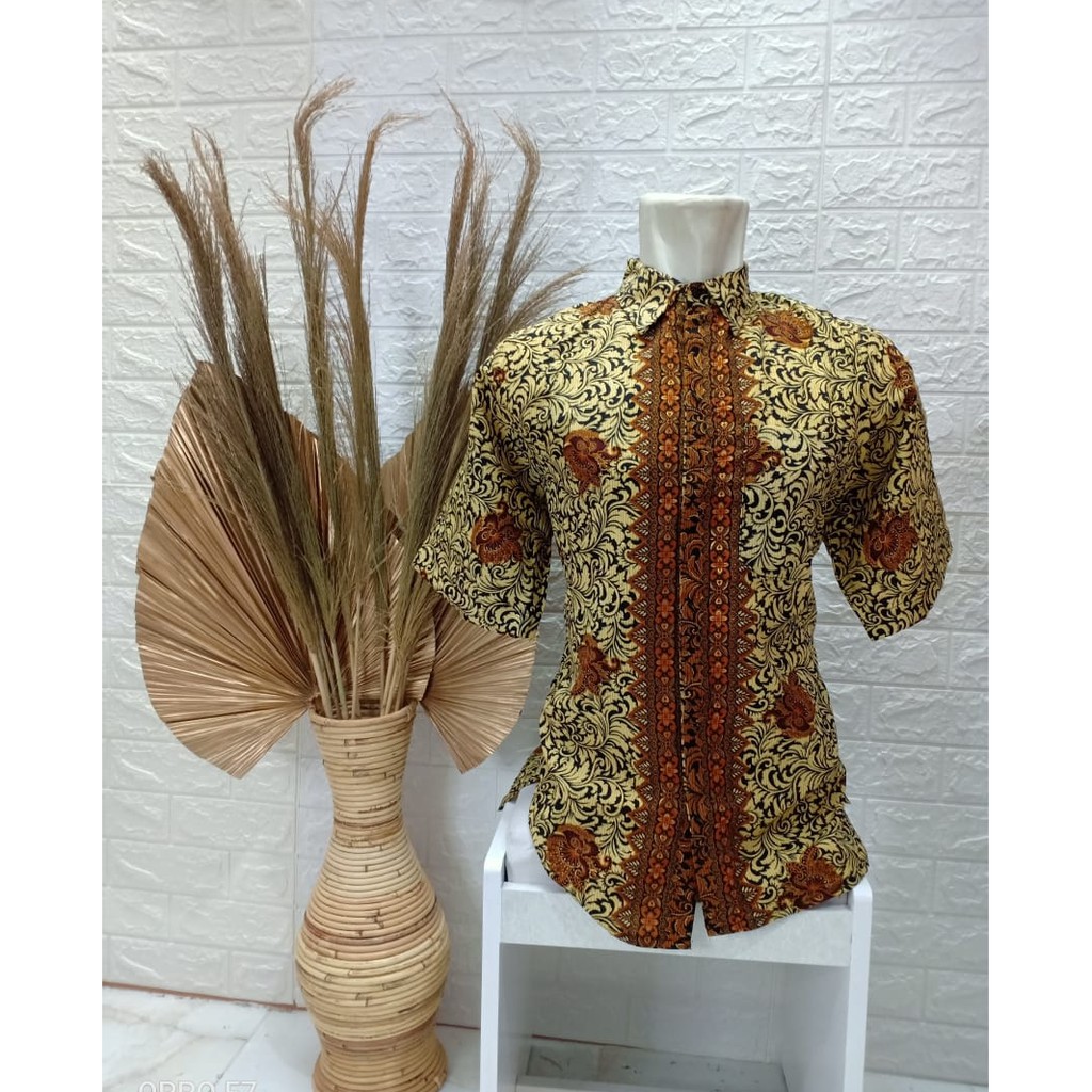 Jual DLshop KEMEJA BATIK PRADA FOIL MOTIF CACING MODEL KLEP INTIP TGN ...
