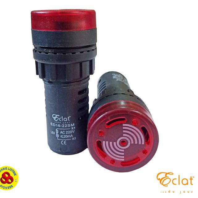 Jual B*A*R*U!! Pilot Lamp LED 22mm Buzzer Alarm 220V Round Red Panel ...